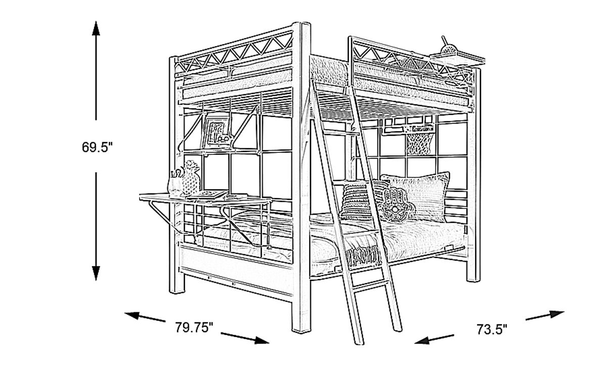 Build-A-Bunk Gray Blue Full/Futon Loft | Rooms to Go
