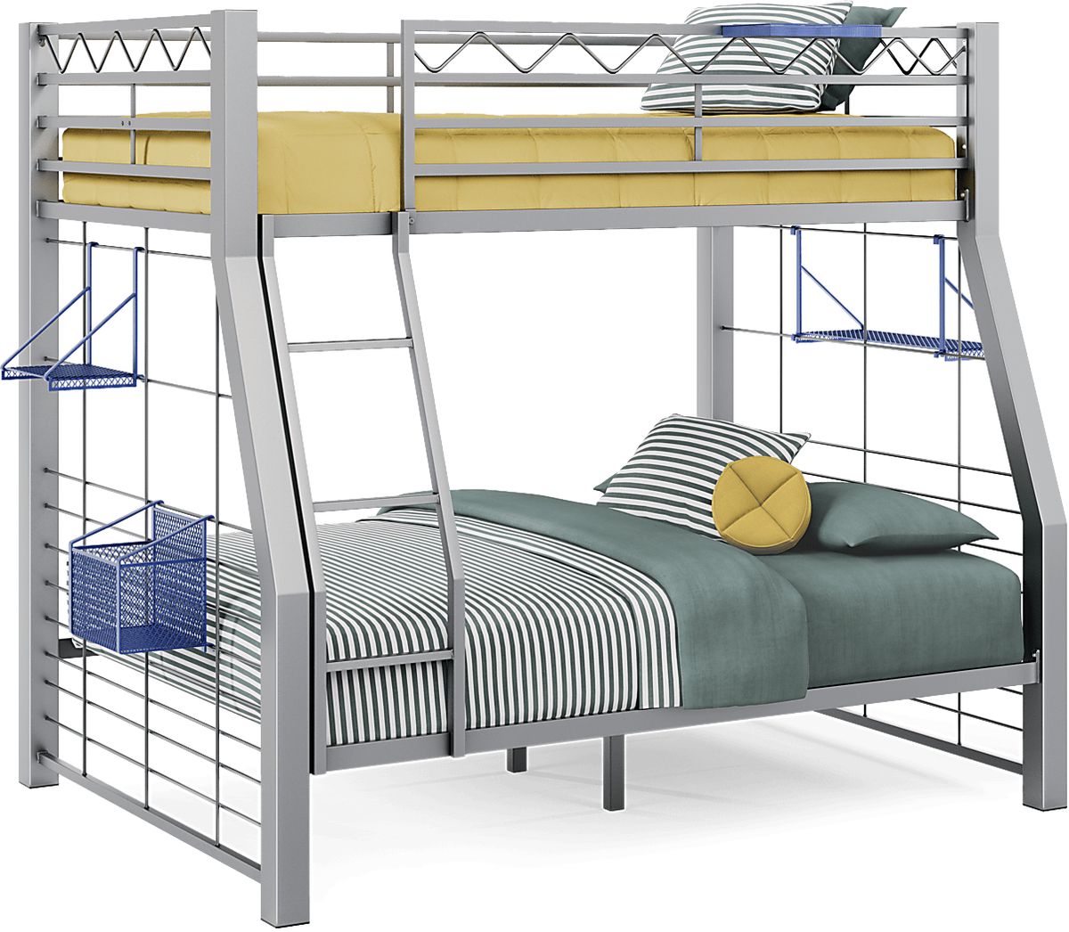 Build-A-Bunk Gray Blue Twin/Full Bunk Bed W/Accessories | Rooms to Go