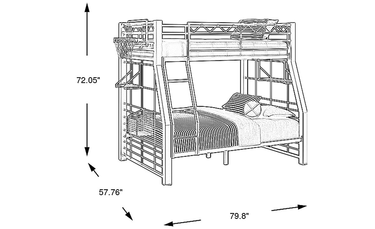 Build-A-Bunk Gray Blue Twin/Full Bunk Bed W/Hoop | Rooms to Go