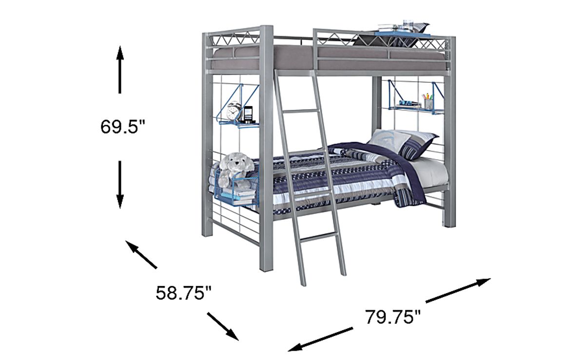 Build-A-Bunk Gray Blue Twin/Twin Bunk Bed | Rooms to Go