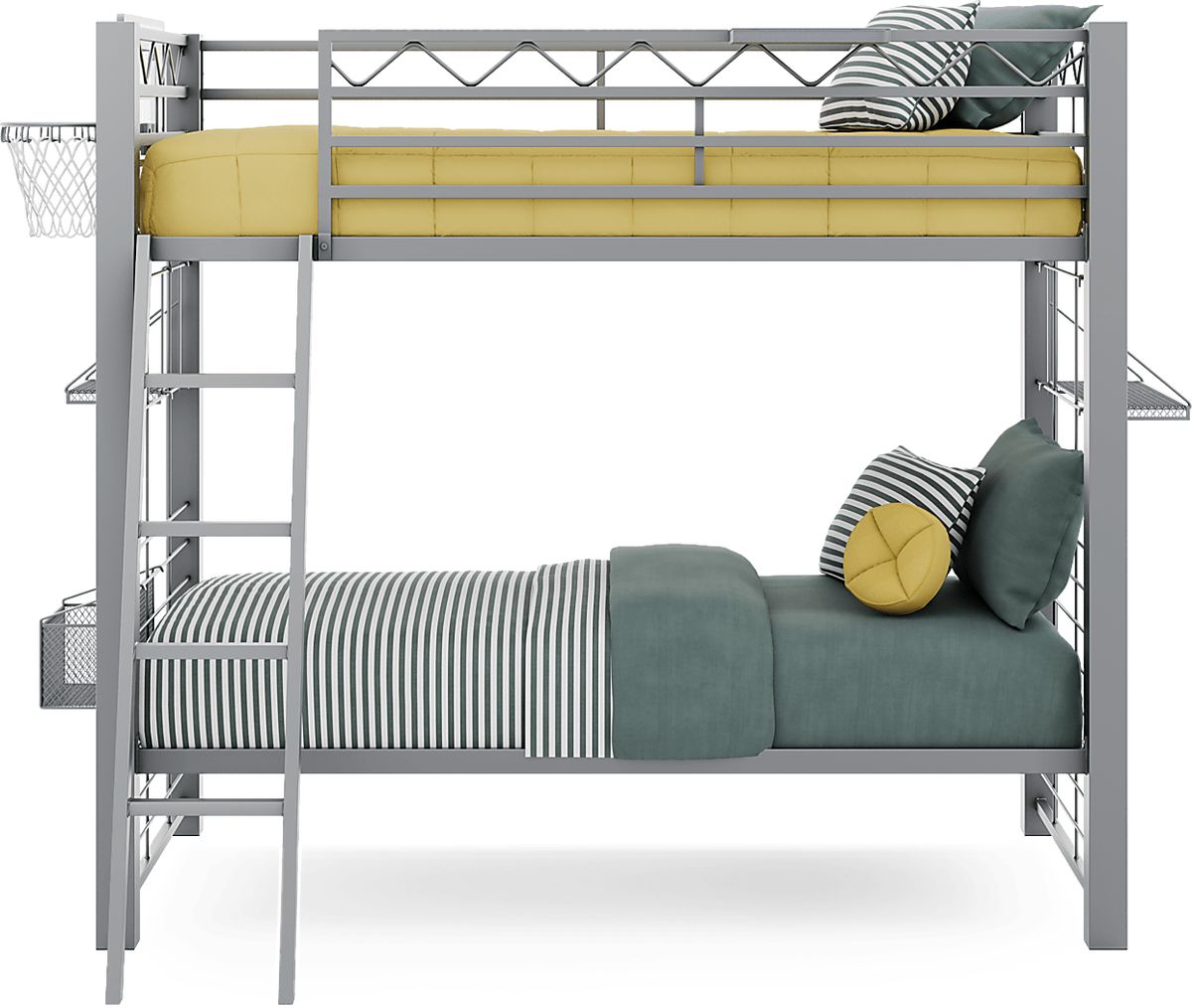 Build-A-Bunk Gray Twin/Twin Bunk Bed W/Hoop | Rooms to Go