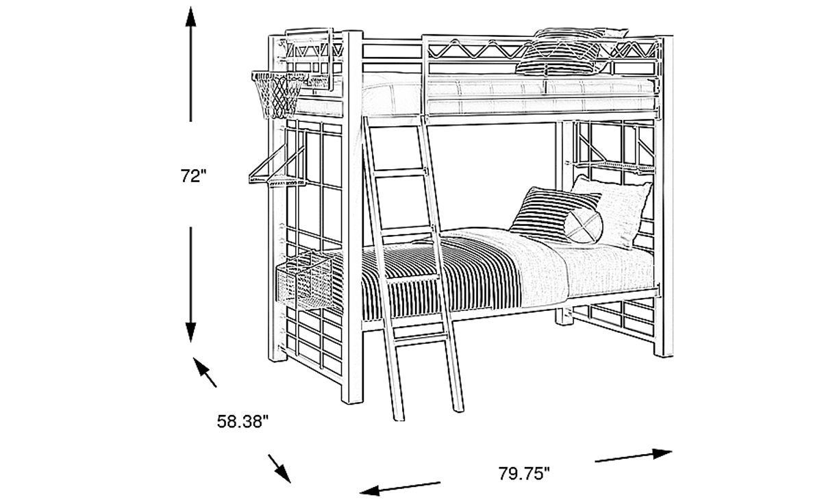 Build-A-Bunk Gray Twin/Twin Bunk Bed W/Hoop | Rooms to Go