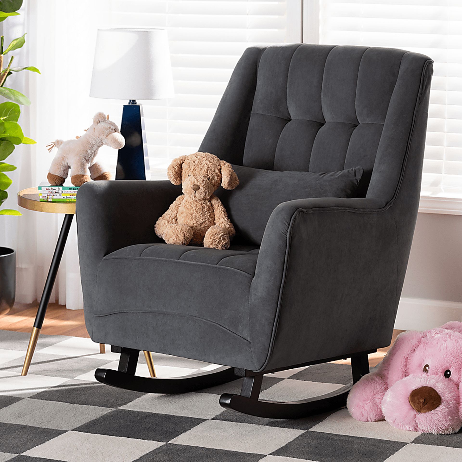 Burgoyne Gray Polyester Fabric Rocker Accent Chair | Rooms to Go