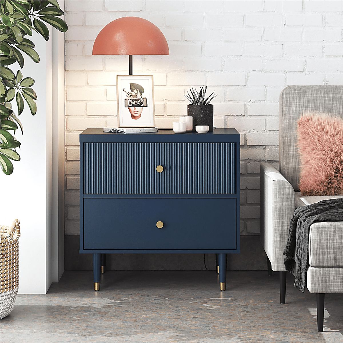 Burieth Navy Colors Nightstand | Rooms to Go