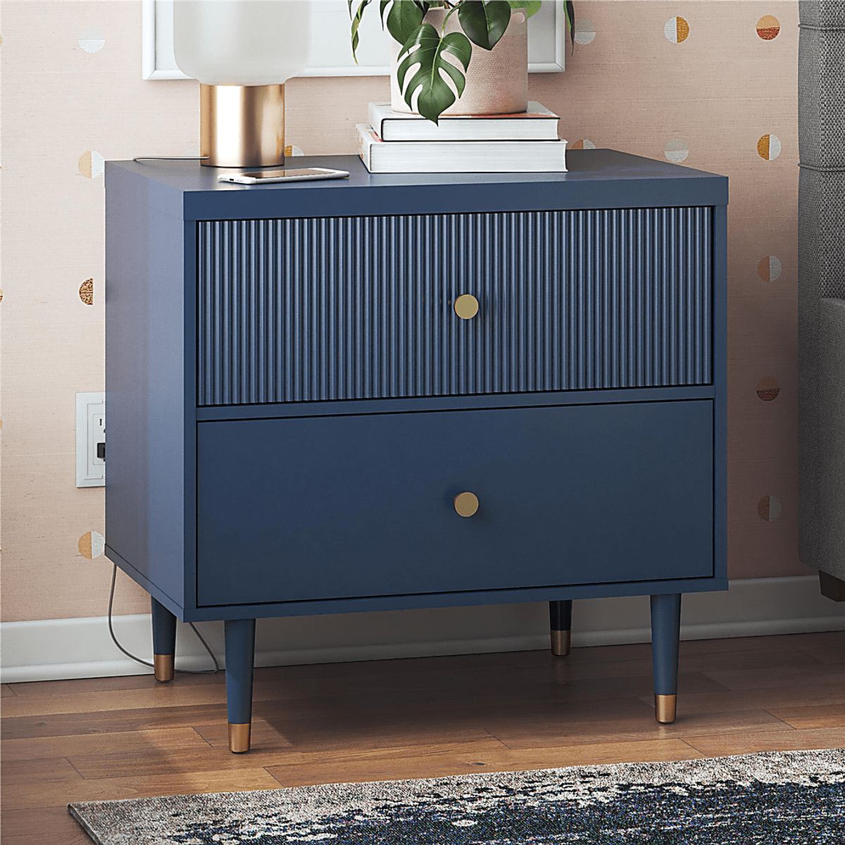 Burieth Navy Colors Nightstand | Rooms to Go