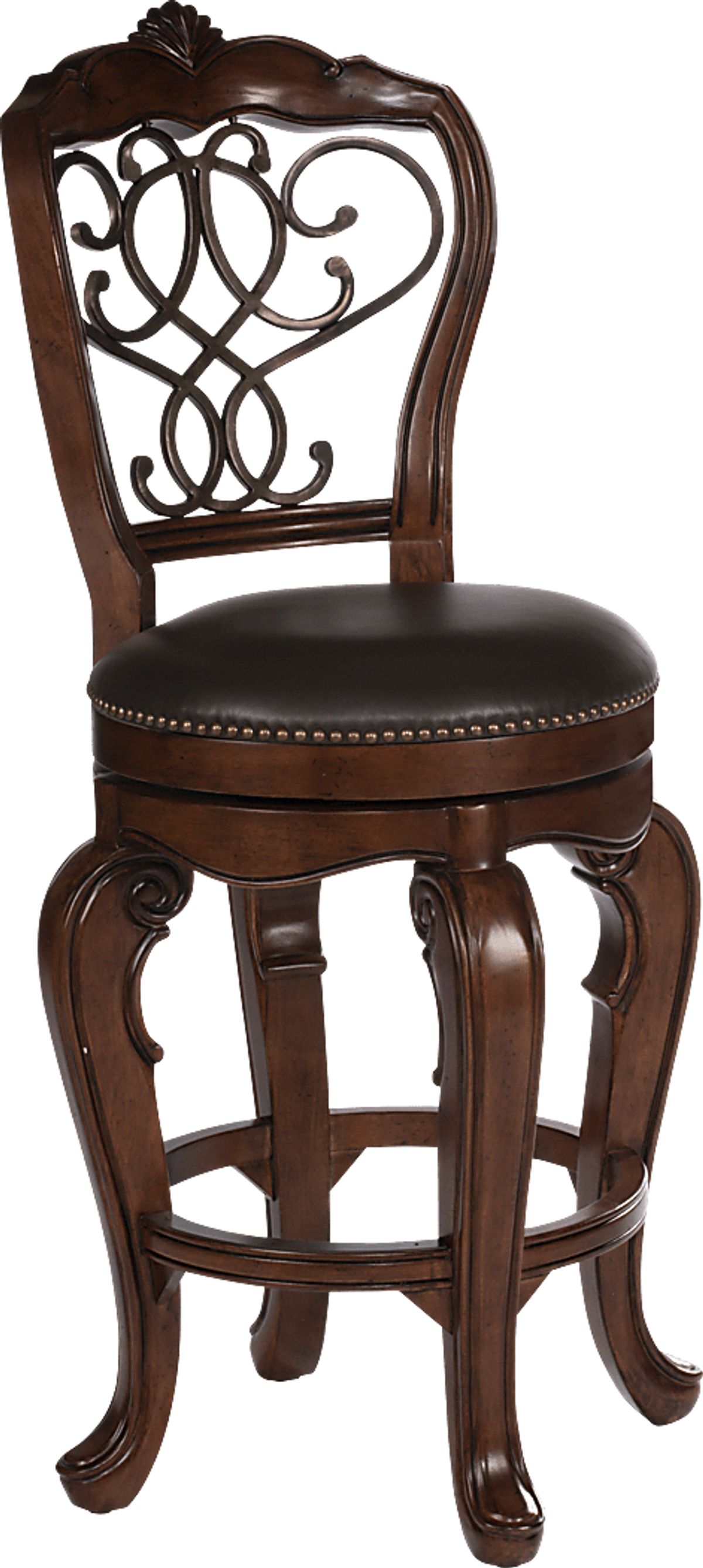 Burrell Brown Cherry Dark Wood Swivel Bar Height | Rooms to Go