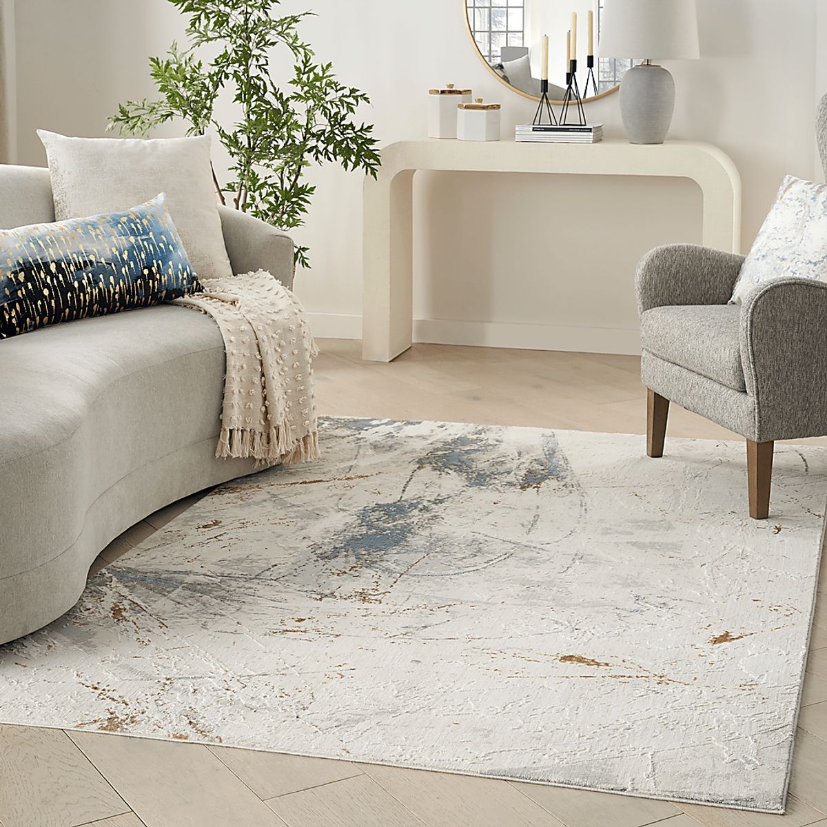 Burvern Blue,Cream Beige,Blue Rugs | Rooms to Go
