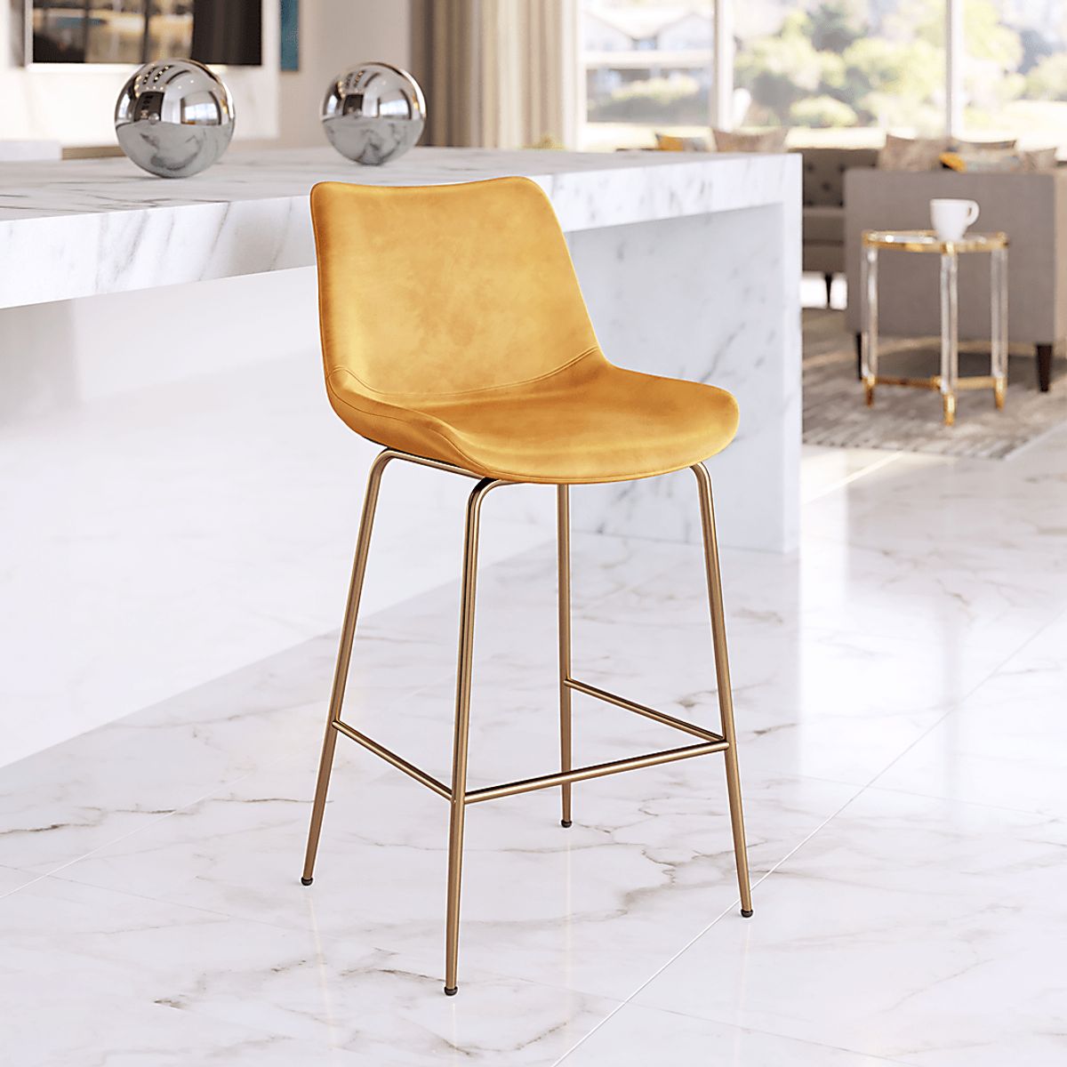 Byerstone Gold Colors,Metal Yellow Polyester Fabric Counter Stool ...
