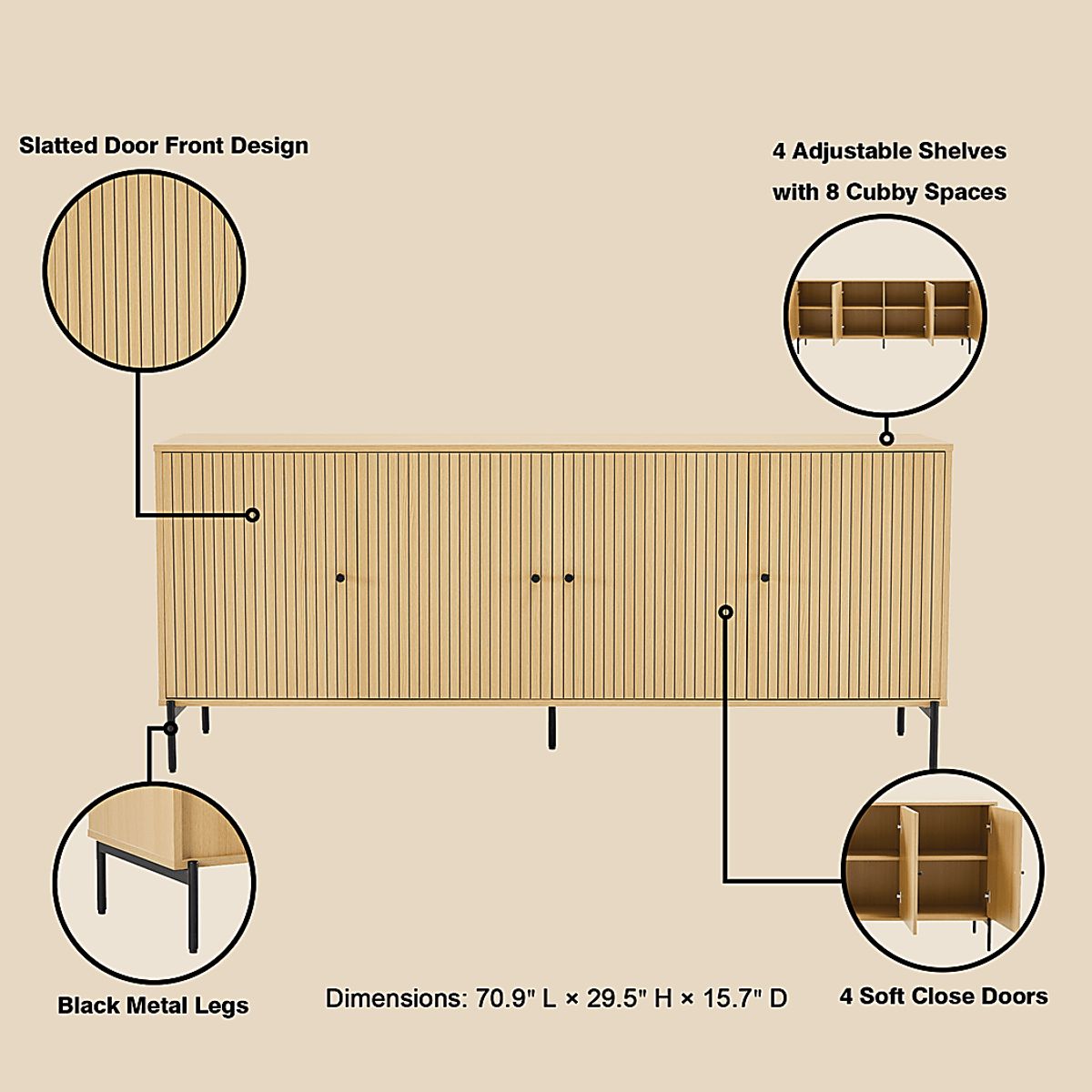 Caffey Brown Dark Wood Sideboard | Rooms to Go