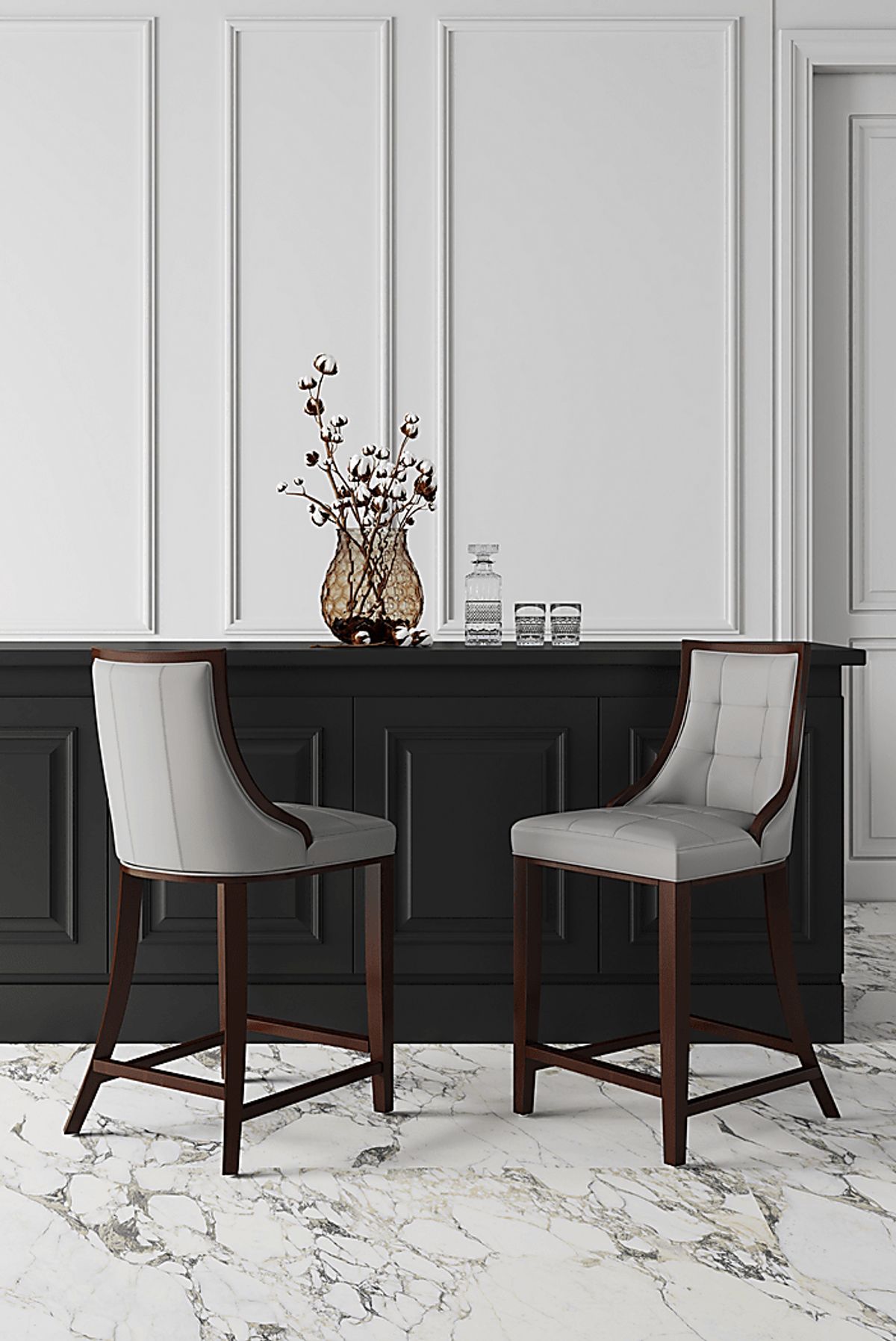 Cahabay Light Gray Faux Leather Fabric Counter Height Stool | Rooms to Go