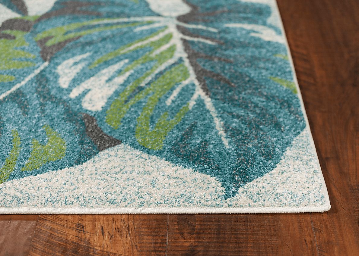 Caladium Palm Teal 7'10 x 10'10 Rug - Rooms To Go