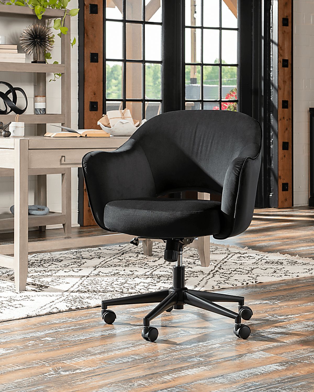 Caldee Black Polyester Fabric Office Chair | Rooms to Go