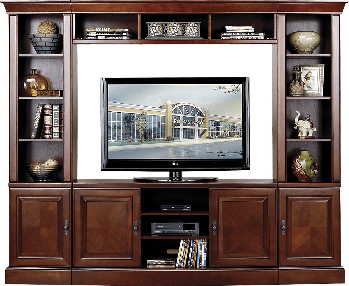 Caldwell 4 Pc Cherry Dark Wood Wall Unit | Rooms to Go