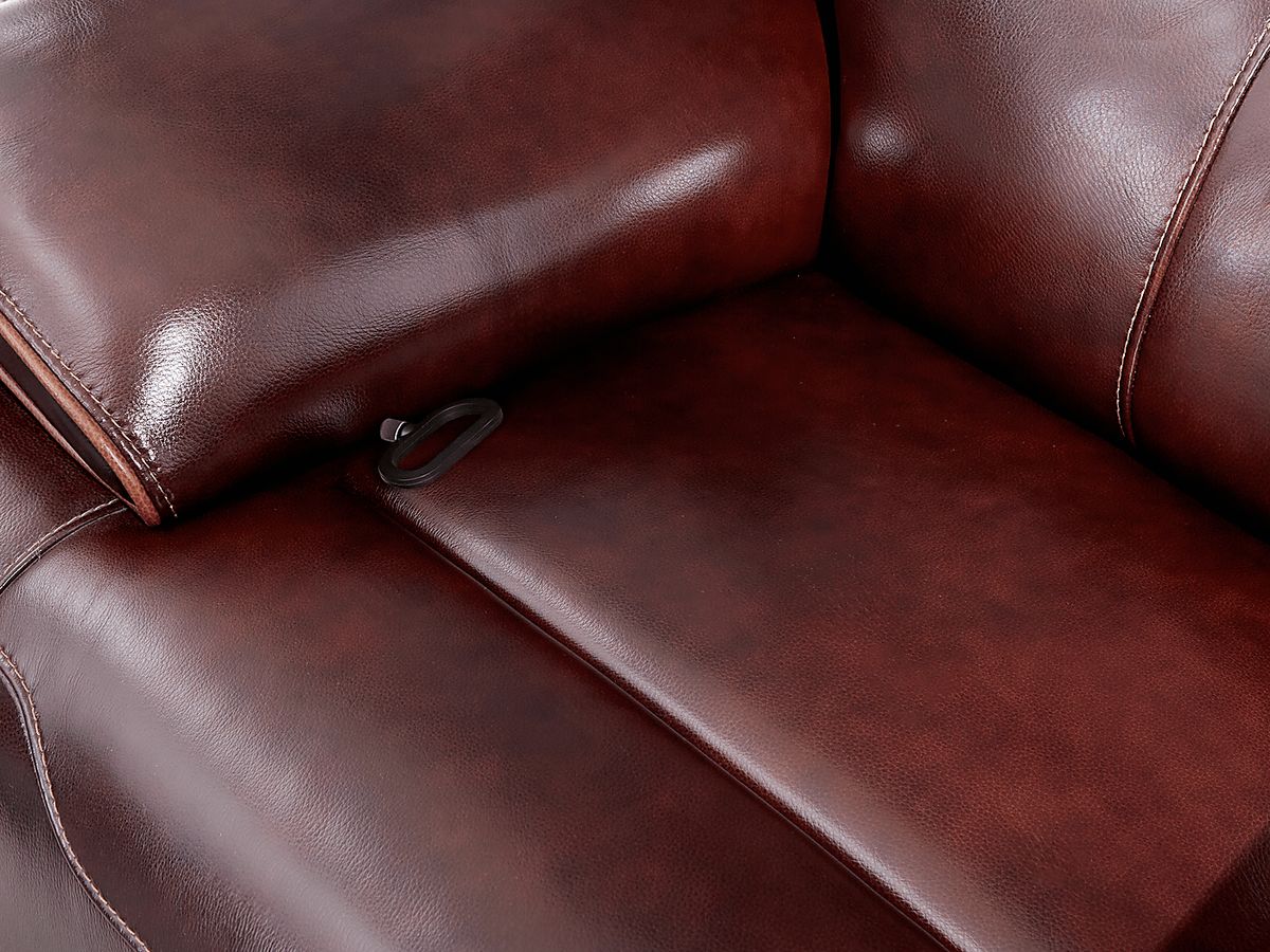 Cindy Crawford Caletta Way Merlot Red Leather Reclining Console ...