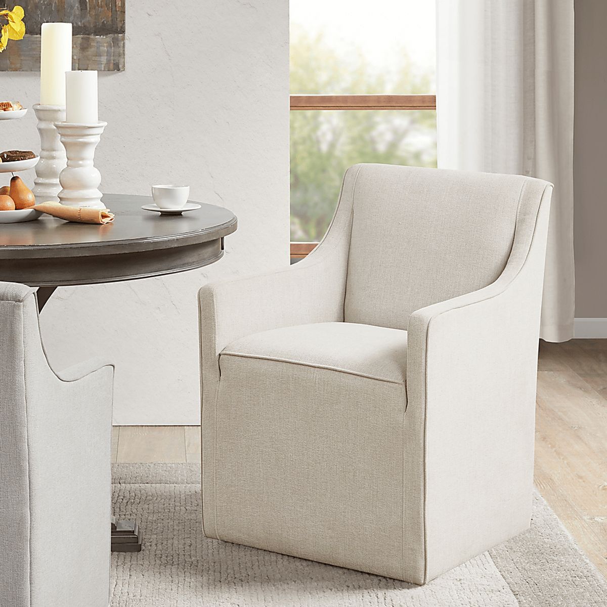 Calixto Cream Beige Polyester Fabric Arm Chair | Rooms to Go