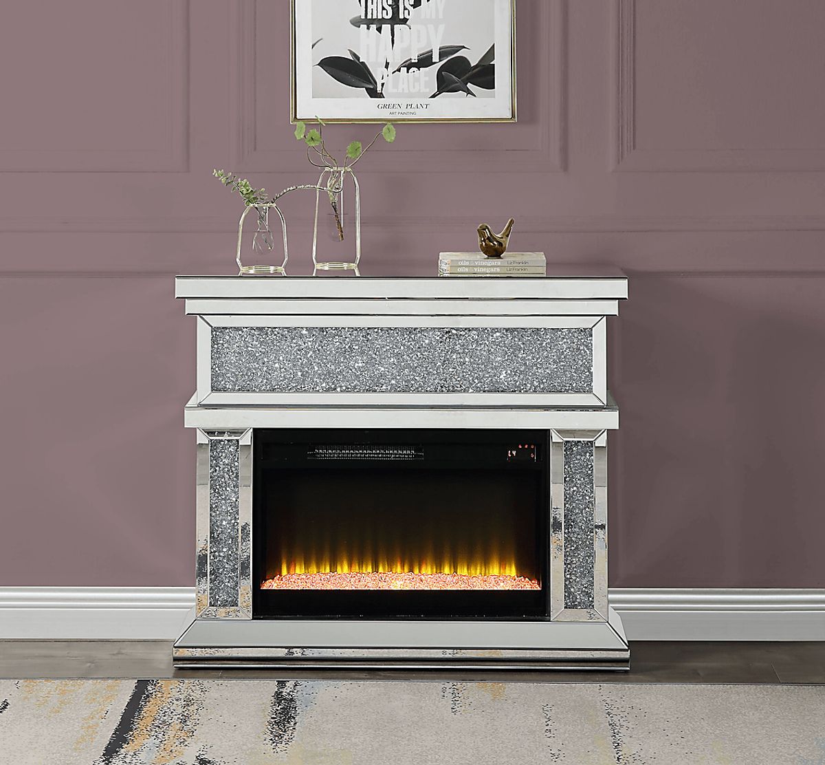 Callabell Silver Gray 39" Console, With Electric Fireplace | Rooms to Go
