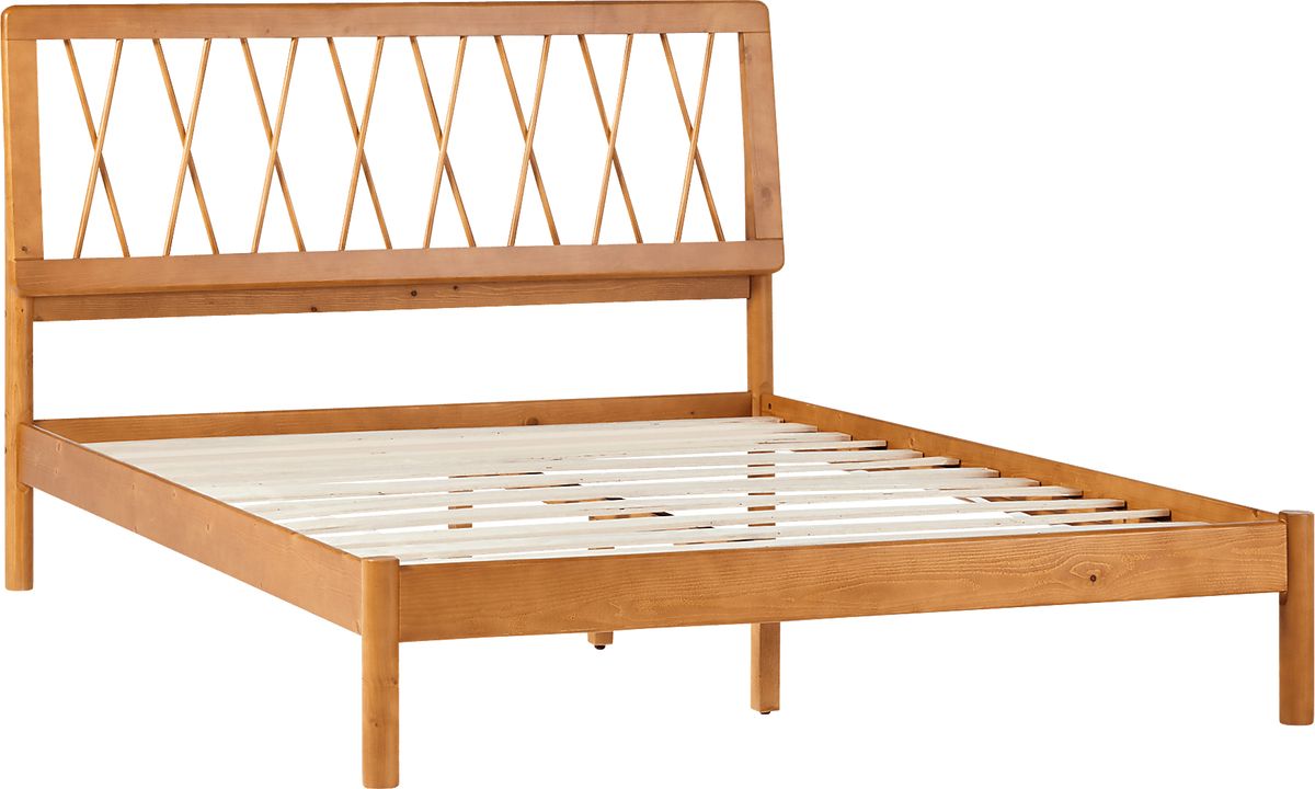 Calpella Caramel Light Wood Brown Queen Bed | Rooms to Go