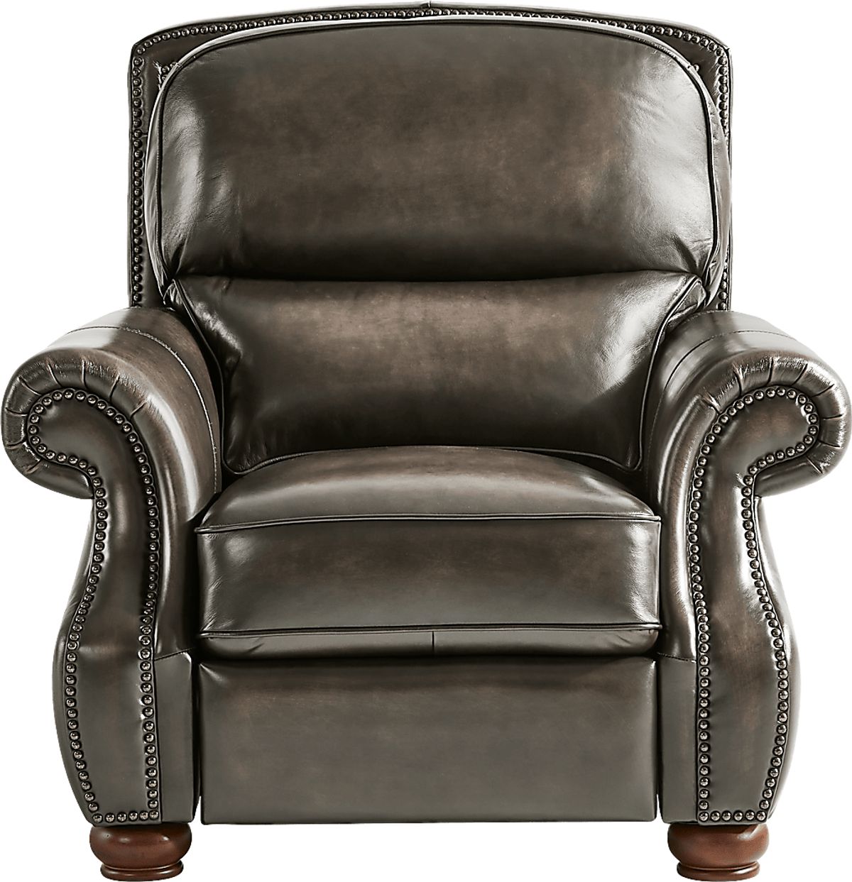 Cindy Crawford Calvano Lane Gray Leather Push Back Recliner | Rooms to Go