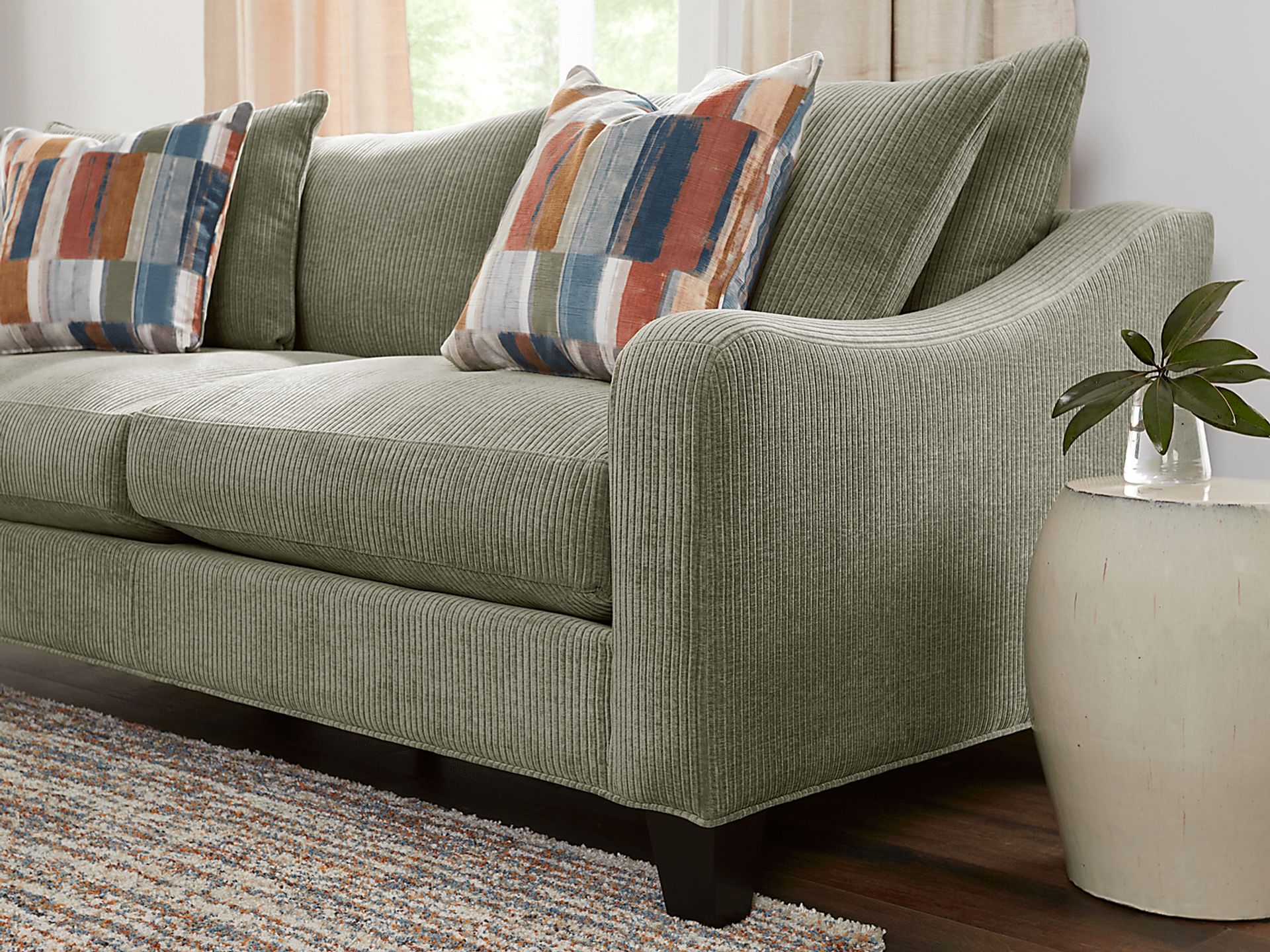 Cindy Crawford Cambria Sage Green Polyester Fabric Sofa | Rooms to Go