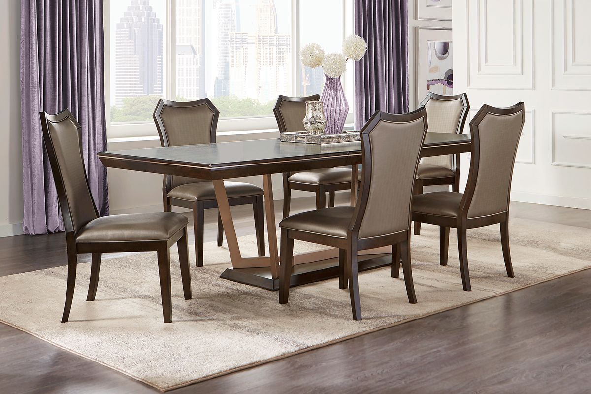 Cambrian Court 7 Pc Brown Dark Wood Dining Room Set With Dining Table ...