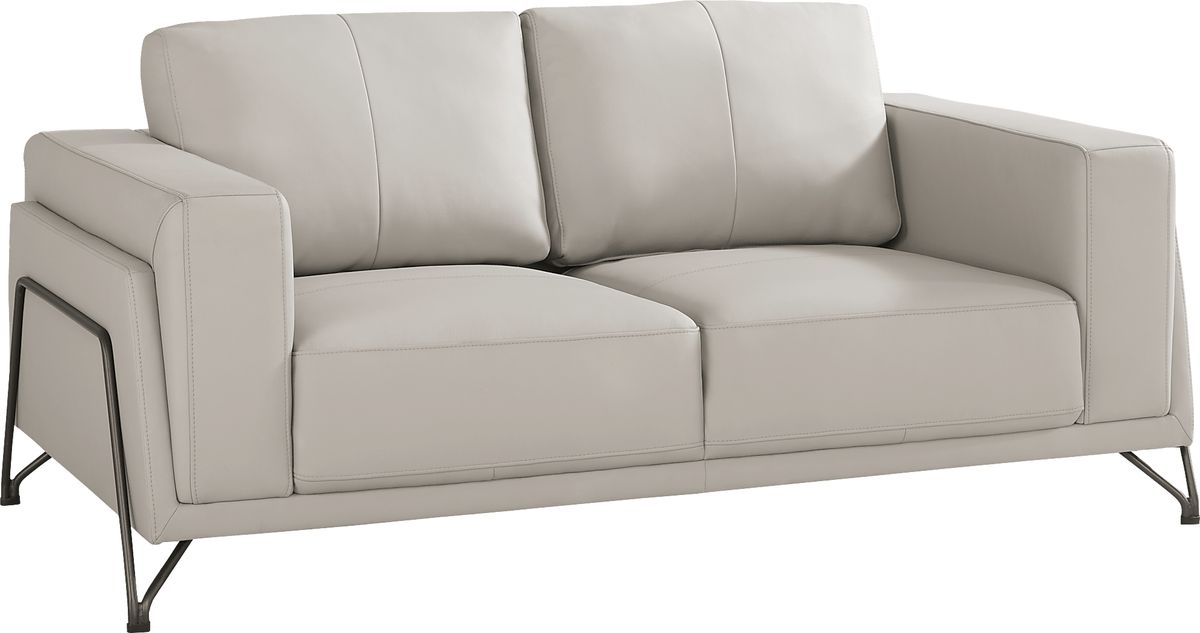 Camelot 5 Pc Dove Gray Leather Living Room Set With Sofa, Loveseat, 3 ...