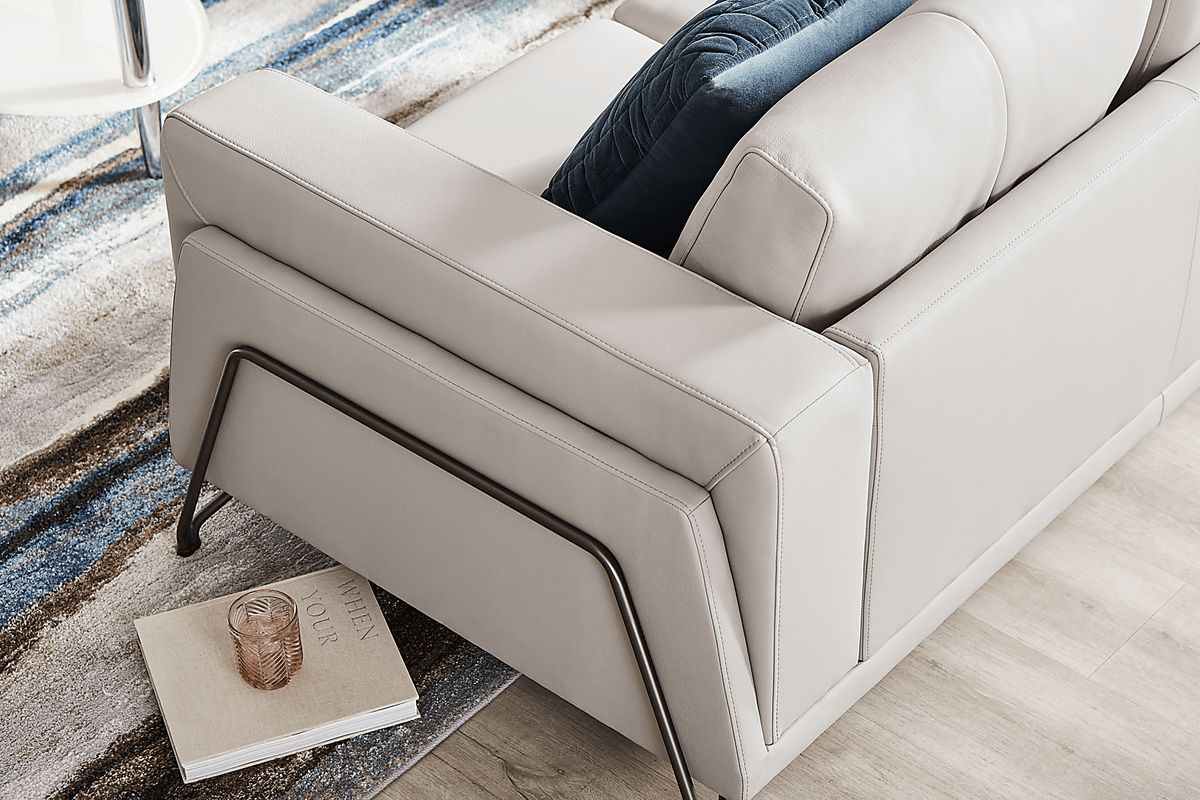 Camelot 5 Pc Dove Gray Leather Living Room Set With Sofa, Loveseat, 3 ...