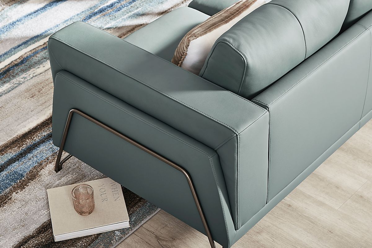 Camelot 5 Pc Slate Blue Leather Living Room Set With Sofa, Loveseat, 3 ...