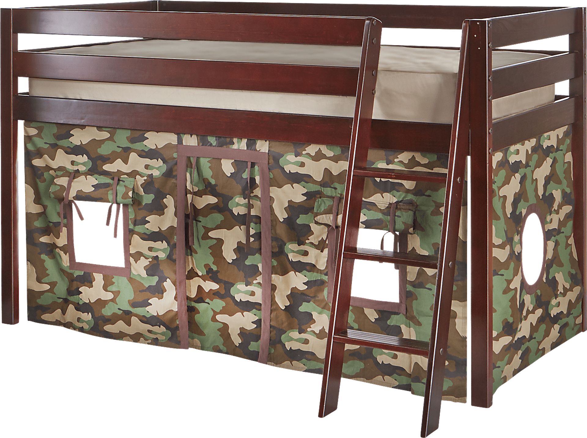 Camo Cabin Dark Cherry Wood 5 Pc Loft Bed | Rooms to Go