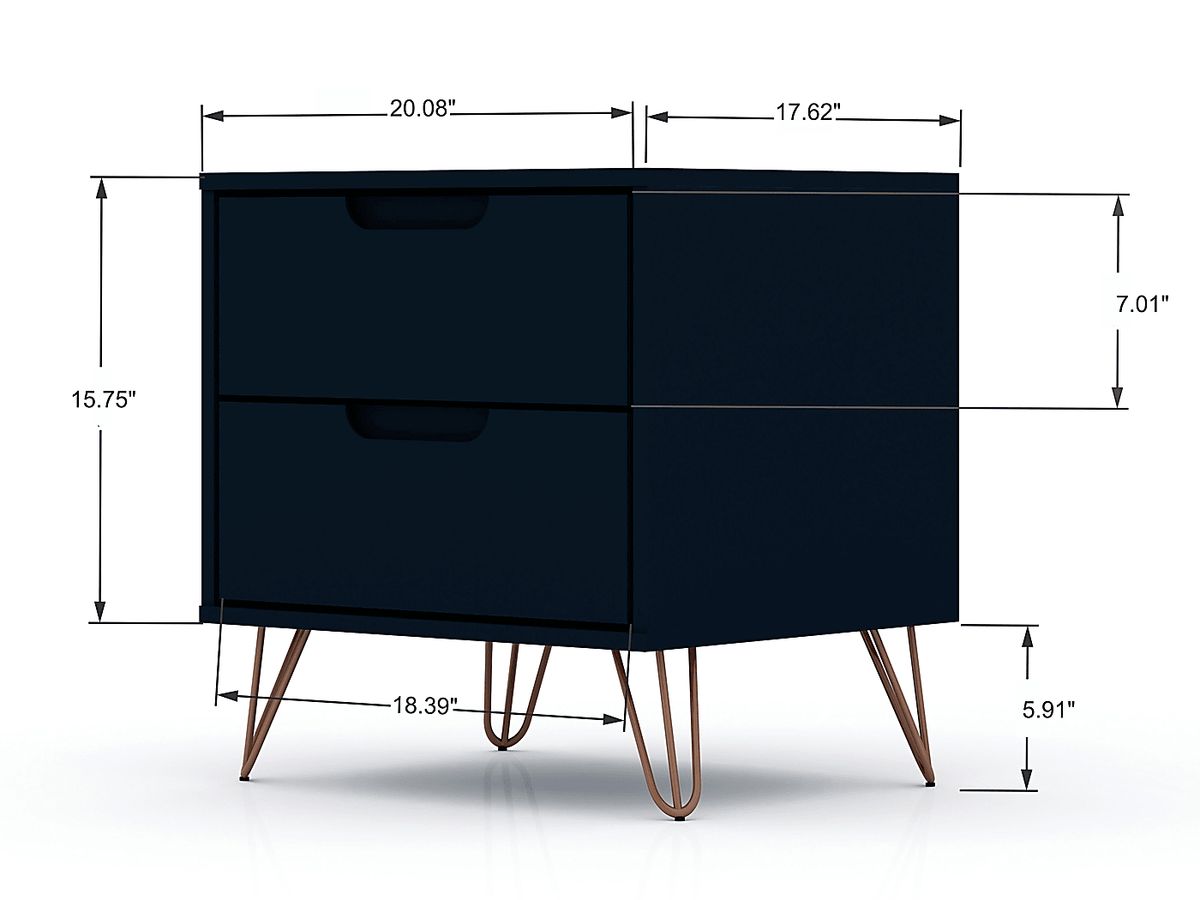 Camomile V Midnight Blue Nightstand | Rooms to Go