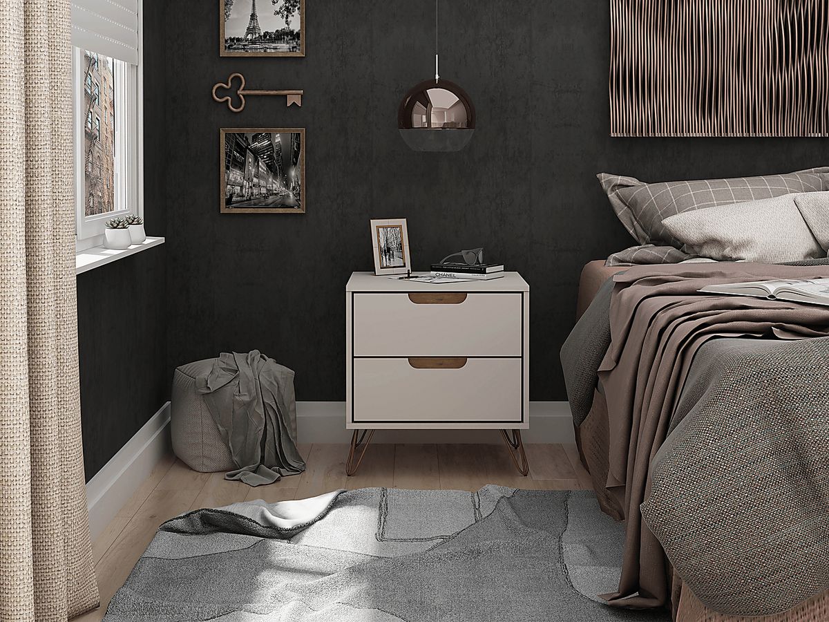Camomile V Off-White Beige,White Nightstand | Rooms to Go