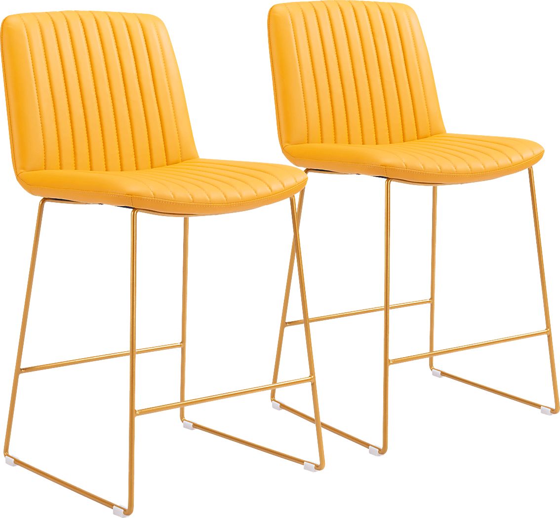 Camulet Yellow Colors Vinyl Fabric Counter Stool Set Of 2 | Rooms to Go