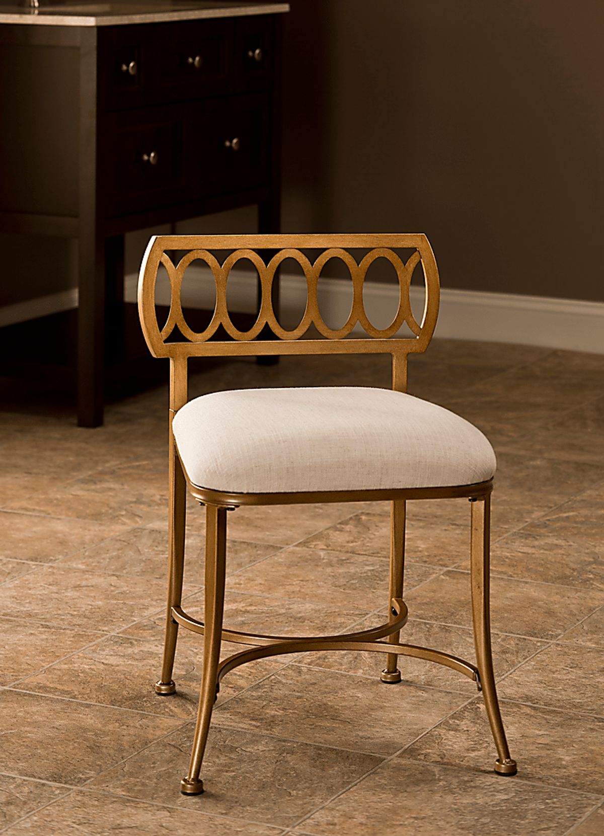 Canal Street Cream Colors,Light Wood,White Vanity Stool | Rooms to Go