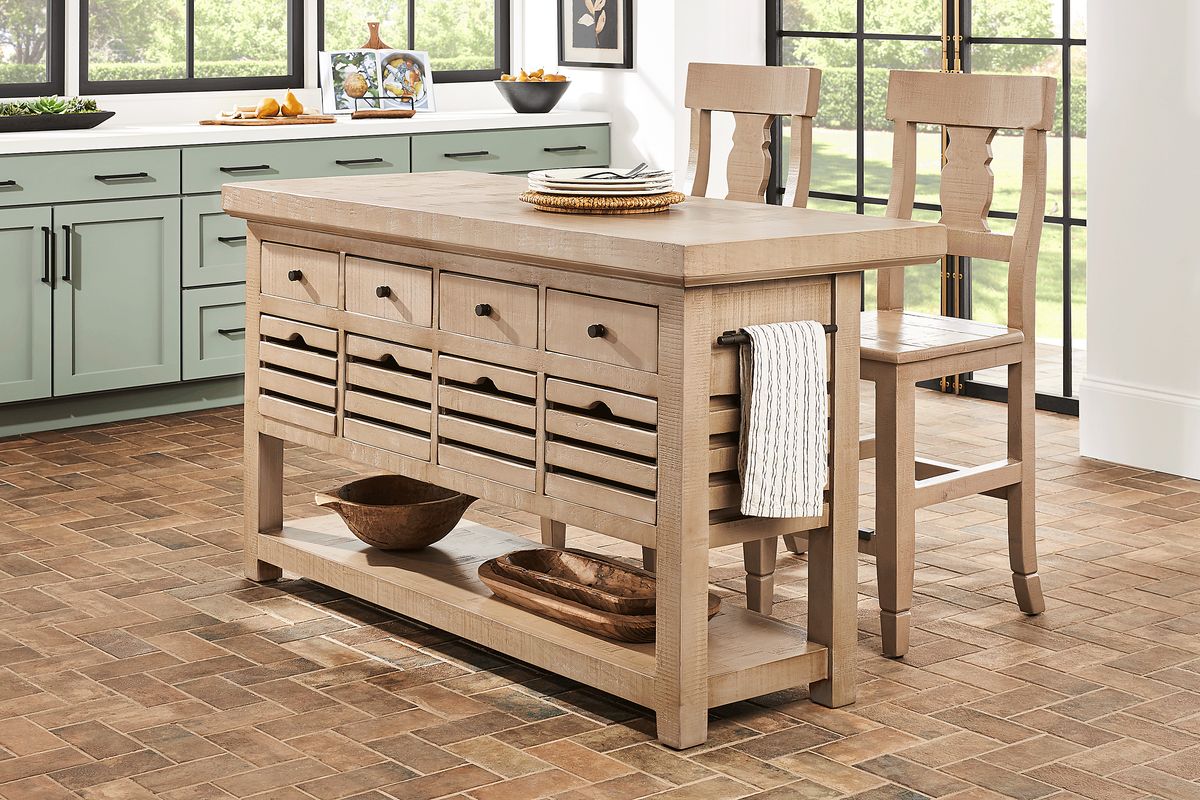 Cannon Beach 3 Pc Natural Light Wood Dining Room Set With Kitchen ...
