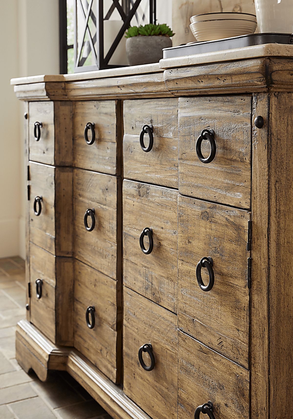 Canyon City Tan Light Wood Buffet With Stone Top | Rooms to Go