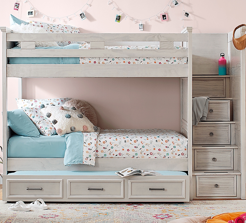 Canyon Lake Ash Gray Twin/Full Step Bunk | Rooms to Go