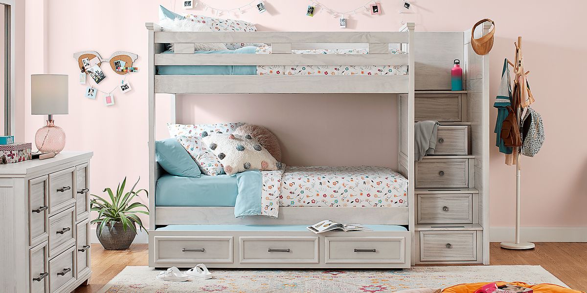 Canyon Lake Ash Gray Twin/Full Step Bunk | Rooms to Go