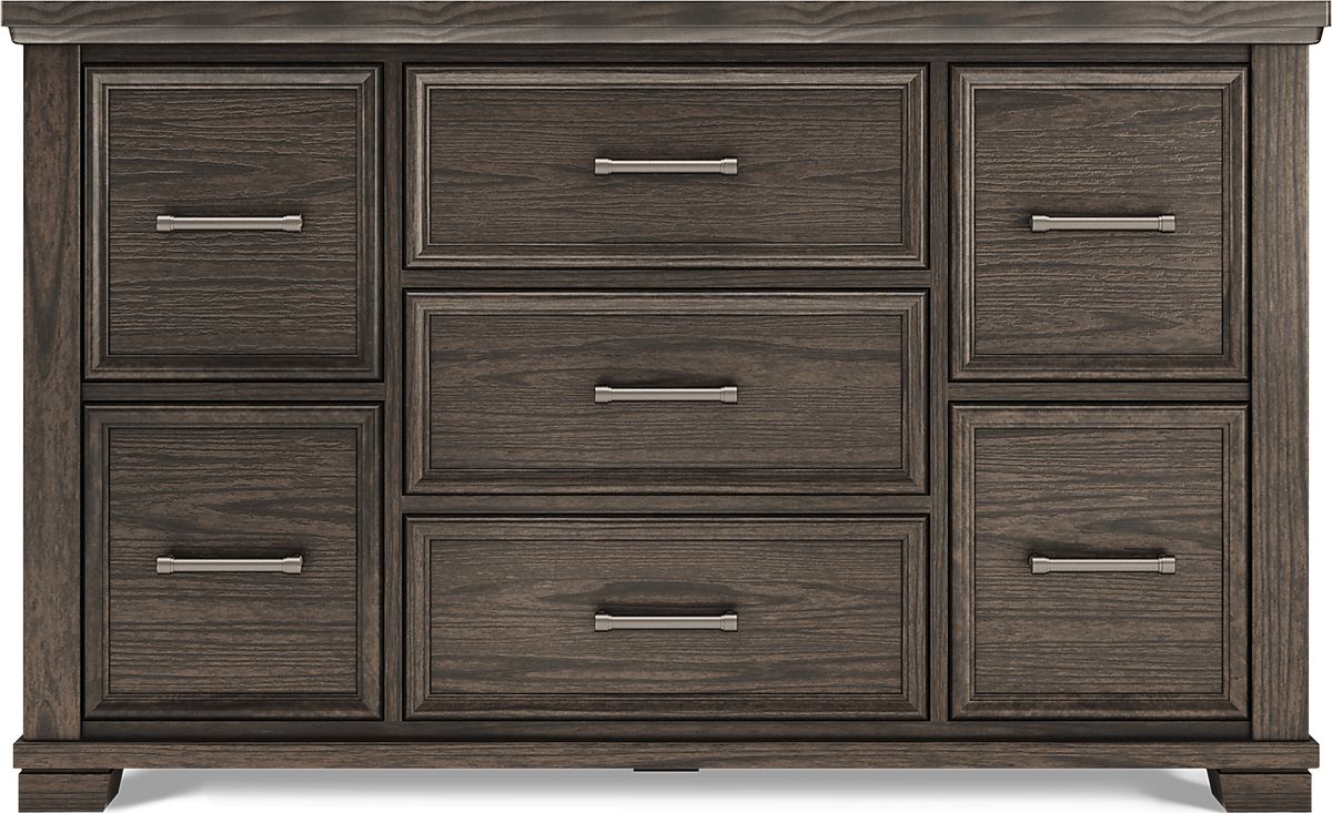 Canyon Lake 5 Pc Java Dark Wood Twin Bedroom Set With Mirror, Dresser ...