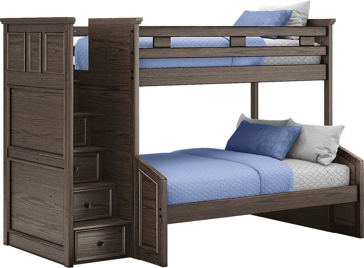 Canyon Lake Java Dark Wood Twin/Full Step Bunk | Rooms to Go