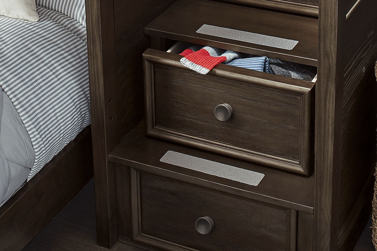 Canyon Lake Java Dark Wood Twin/Twin Step Bunk | Rooms to Go