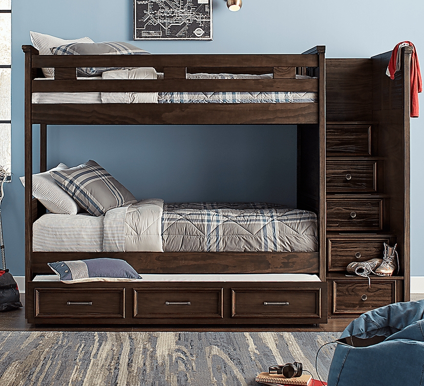 Canyon Lake Java Dark Wood Twin/Twin Step Bunk | Rooms to Go