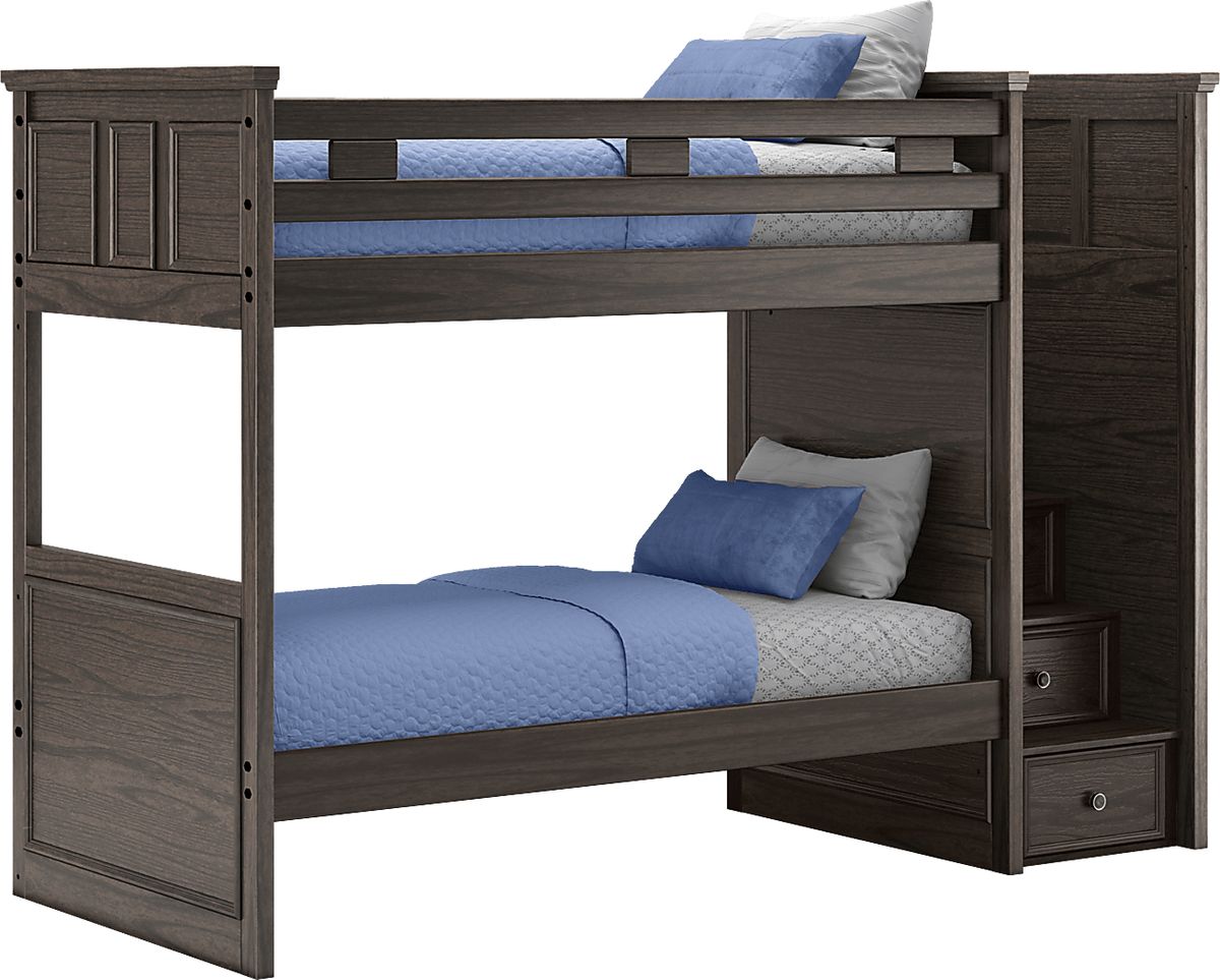 Canyon Lake Java Dark Wood Twin/Twin Step Bunk | Rooms to Go