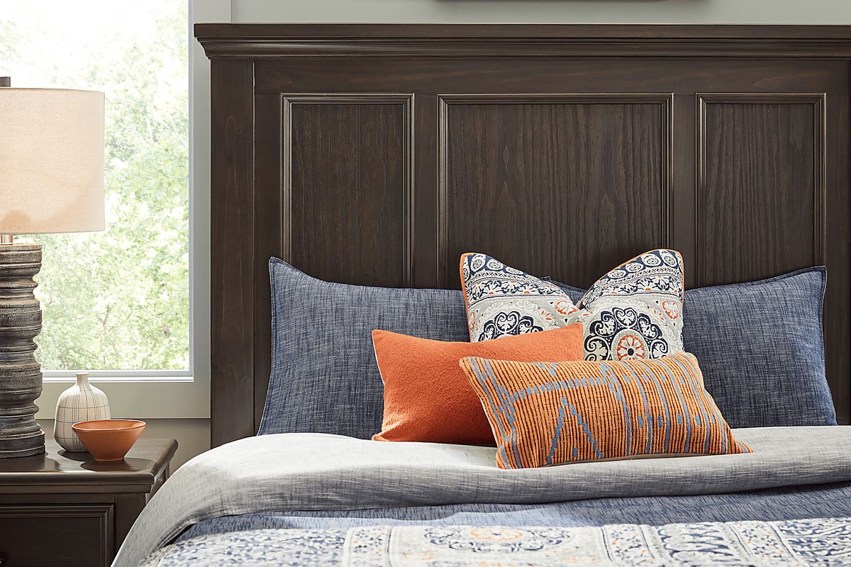 Canyon River 7 Pc Java Dark Wood King Bedroom Set With 3 Pc King Panel ...