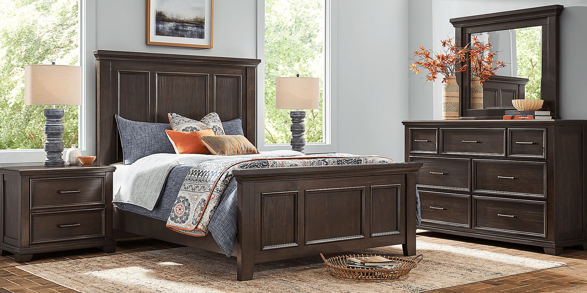 Canyon River Java Dark Wood 3 Pc King Panel Bed | Rooms to Go