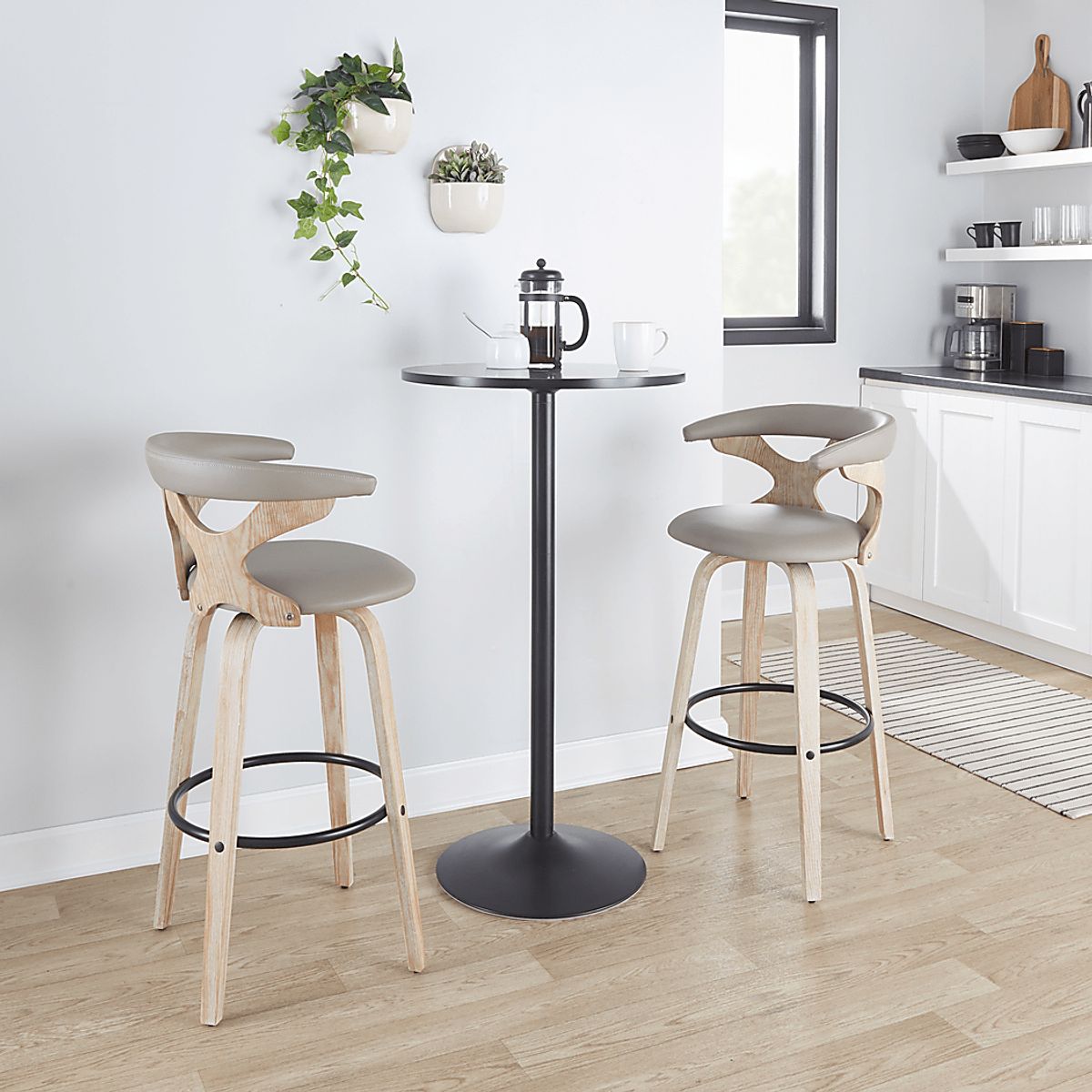 Cardeza III White Colors,White Light Gray Swivel Barstool | Rooms to Go