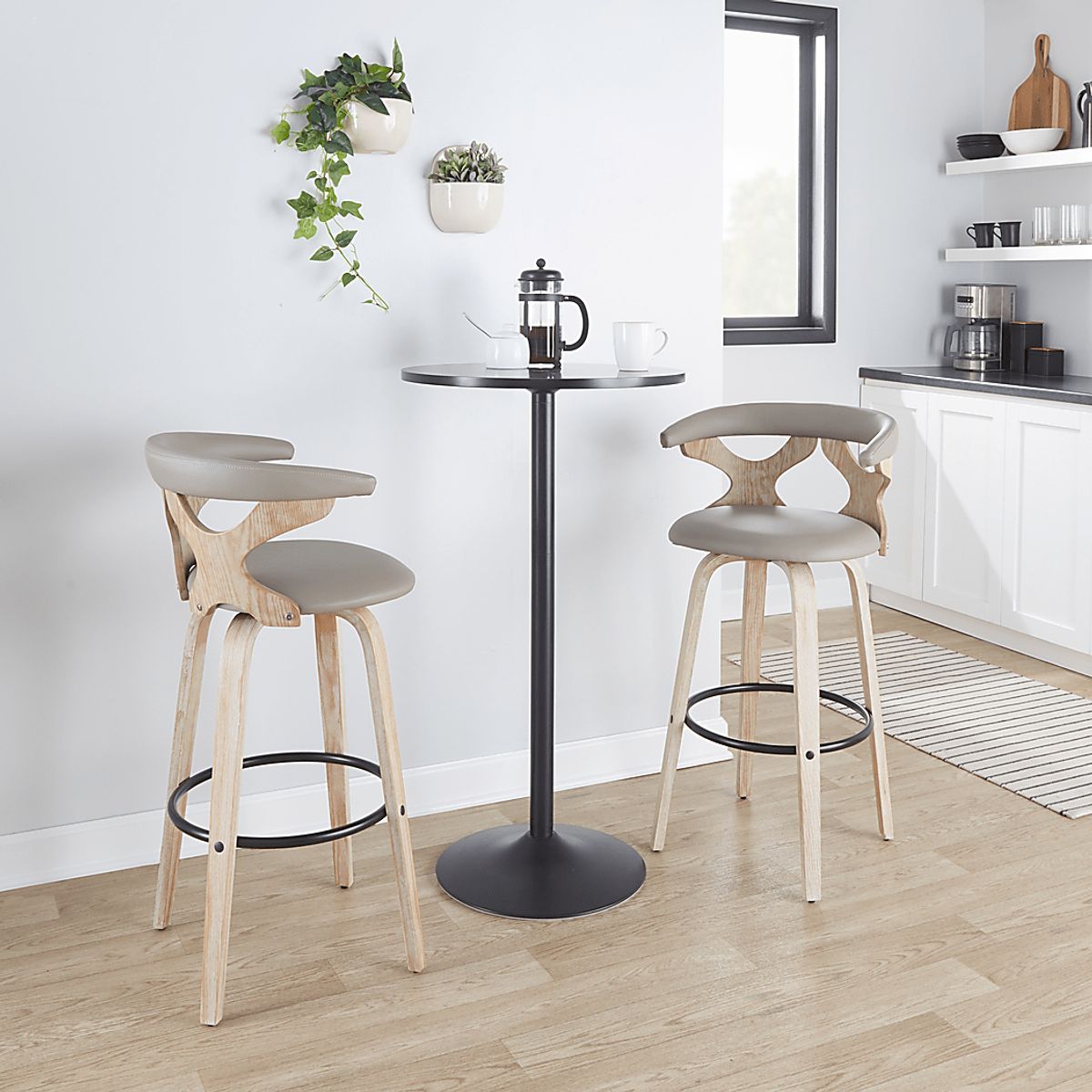 Cardeza III White Colors,White Light Gray Swivel Barstool | Rooms to Go