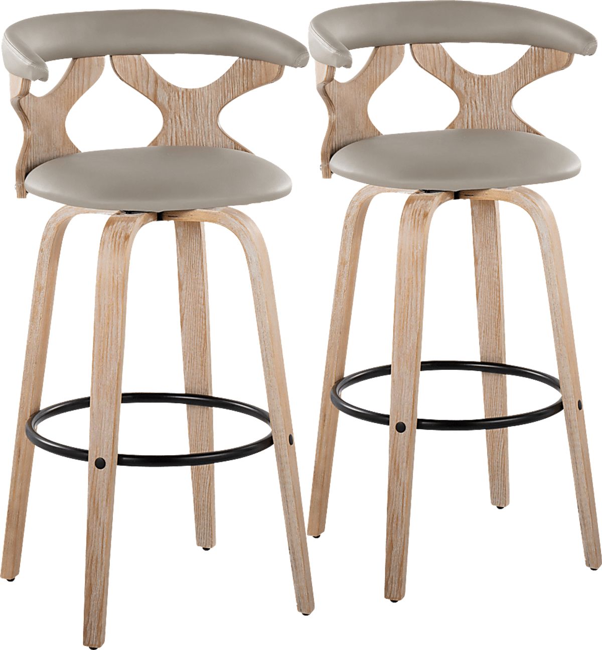 Cardeza III White Colors,White Light Gray Swivel Barstool | Rooms to Go