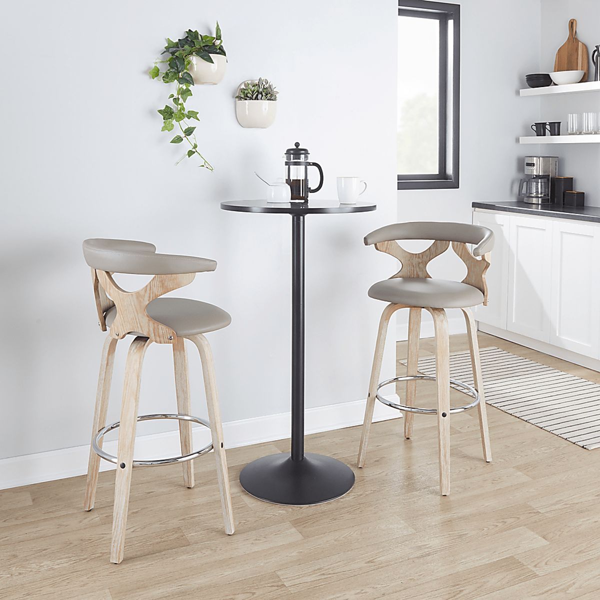 Cardeza II White Colors,White Light Gray Swivel Barstool | Rooms to Go
