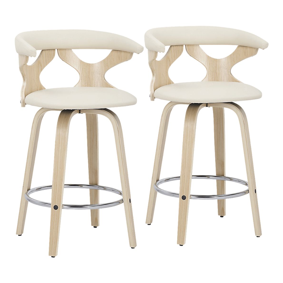 Cardeza Natural Light Wood Cream Beige Swivel Barstool - Rooms To Go