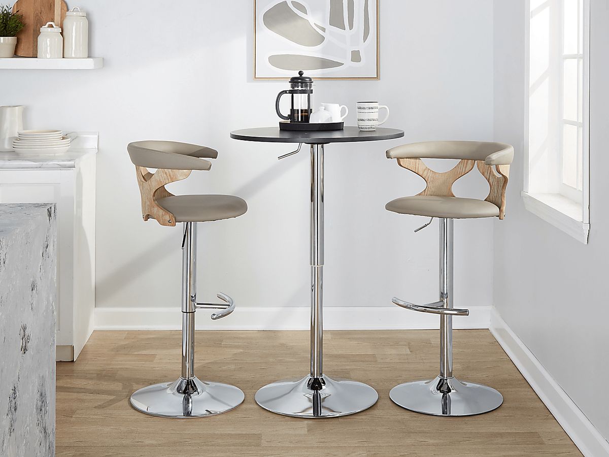 Cardeza V Chrome Metal Gray Polyurethane Fabric Adjustable,Swivel ...