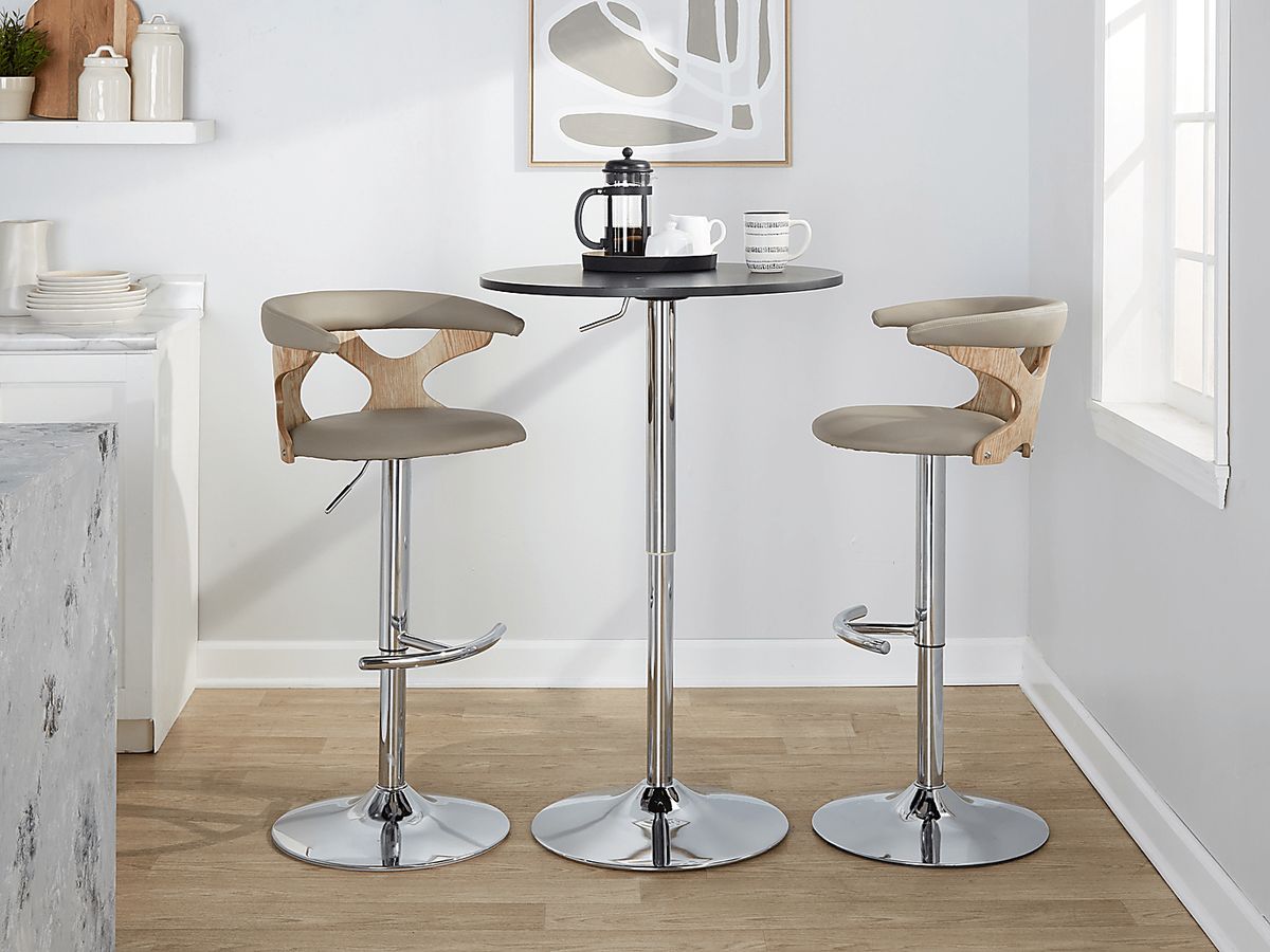 Cardeza V Chrome Metal Gray Polyurethane Fabric Adjustable,Swivel ...